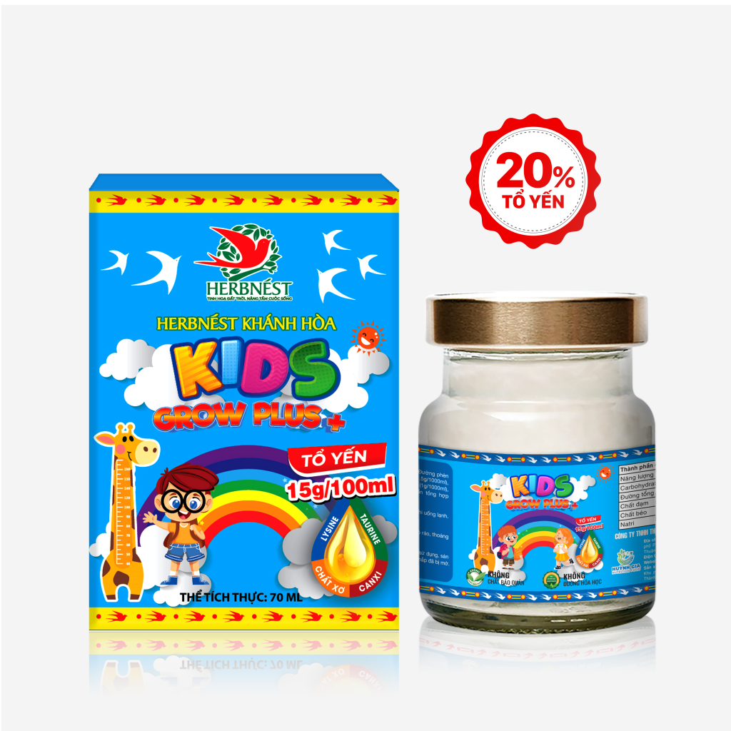 TỔ YẾN CHƯNG TRẺ EM KIDS GROW PLUS+ - 20% TỔ YẾN (Hộp 70ml) - Yến Sào ...